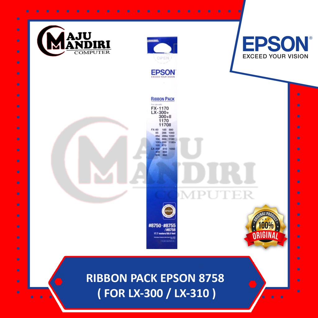 Jual RIBBON PACK EPSON 8758 ORI ( FOR LX-300 / LX-310 ) | Shopee Indonesia