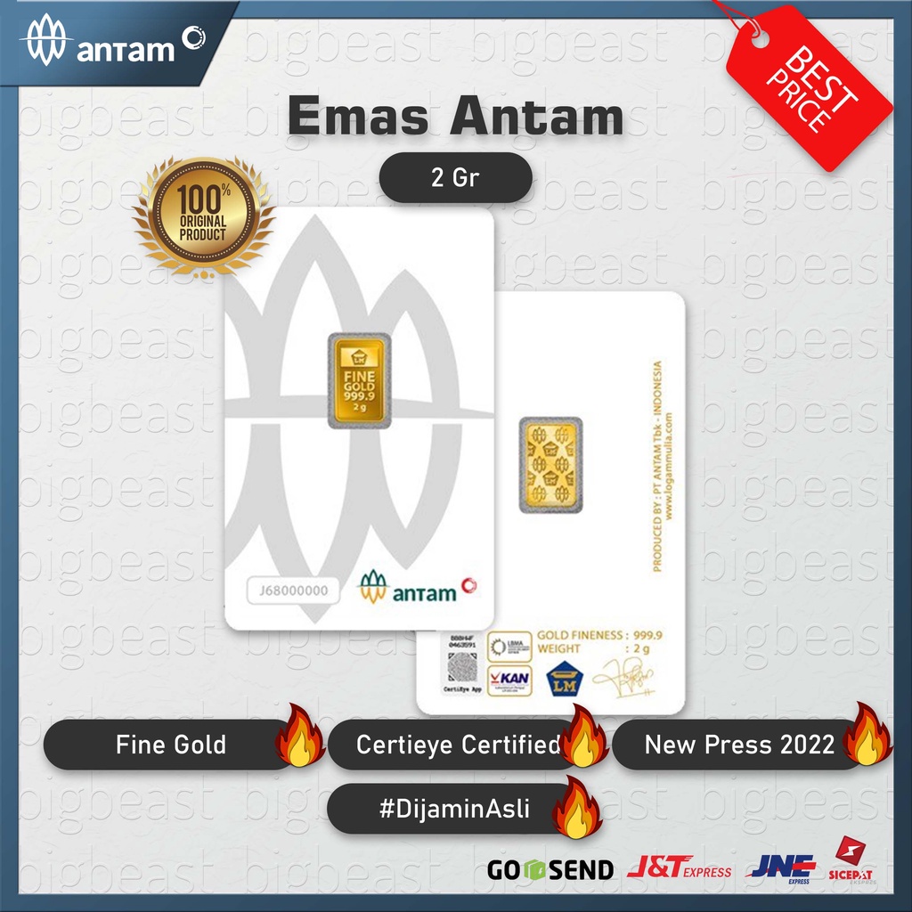 Jual LM Logam Mulia Antam 2 Gr 2gr 2g Gram Certieye Redmark RM 2022 ...