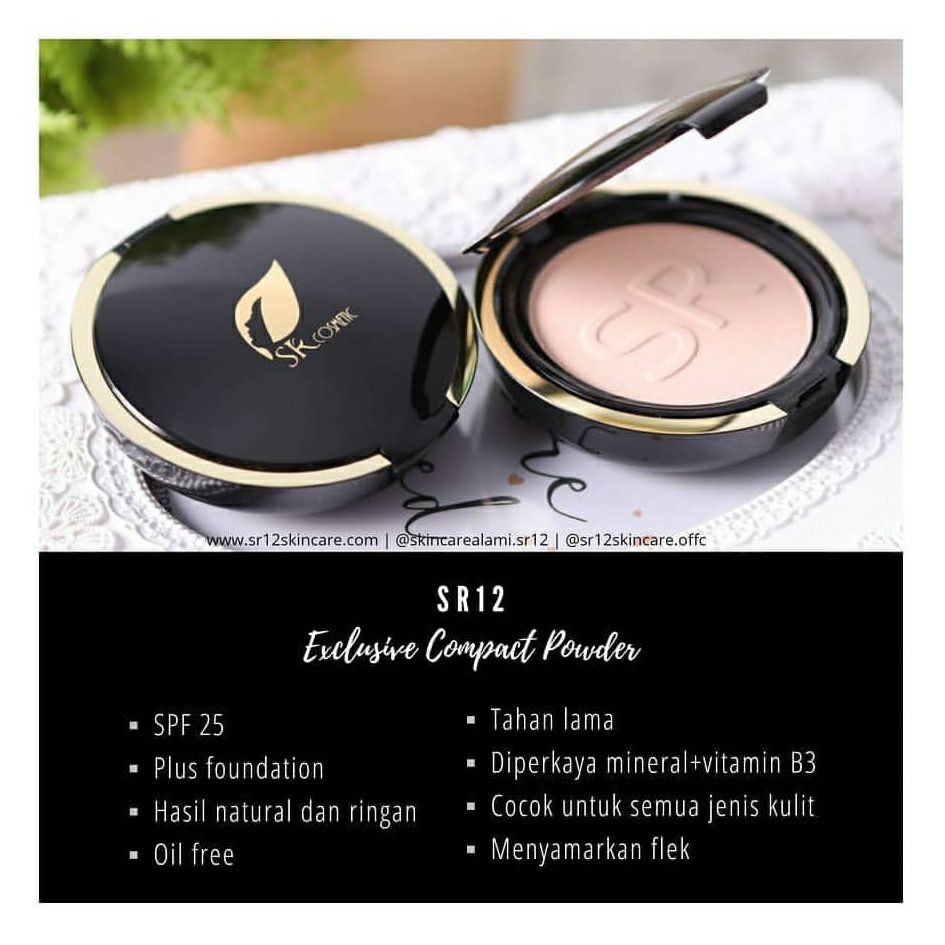 Jual BEDAK PADAT 2in1 SR12 SKINCARE BPOM - EXCLUSIVE COMPACT POWDER WITH SPF 25++ FOUNDATION TWO ...