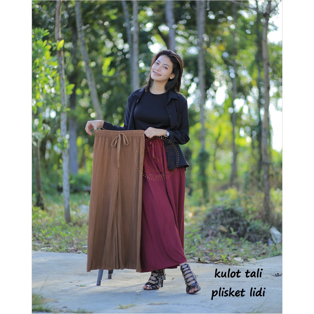 Jual celana kulot plisket lidi tali premium celana panjang wanita ...