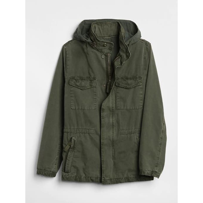 Jual NEW JN JAKET GAP HIDDEN HOOD MILITARY PARKA JACKET ARMY GREEN ...
