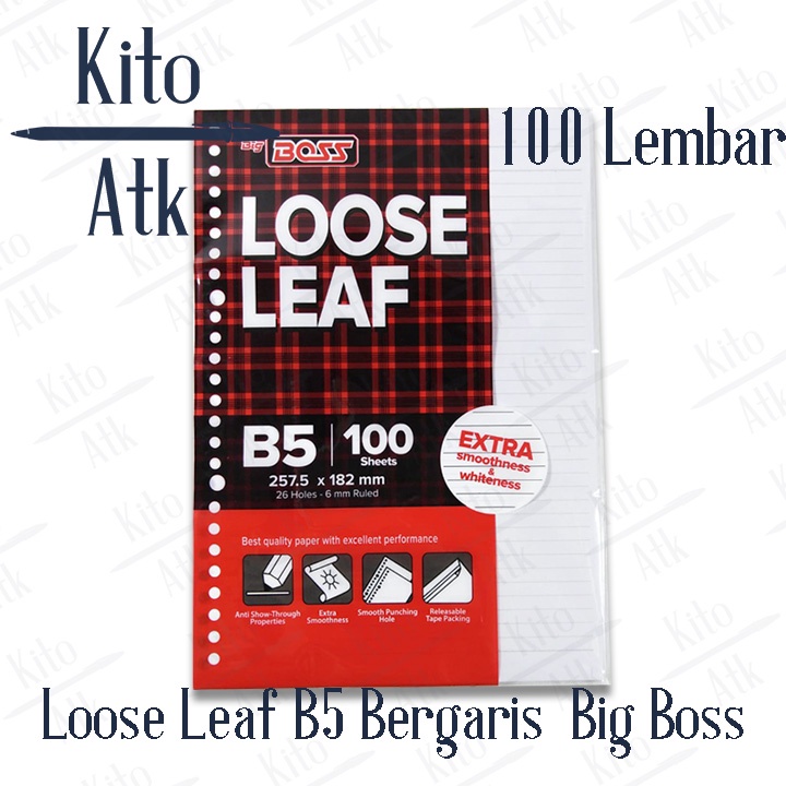 Jual Loose Leaf B5 Big Boss Garis / 100 Lembar Kertas Isi Binder 26 Holes | Shopee Indonesia
