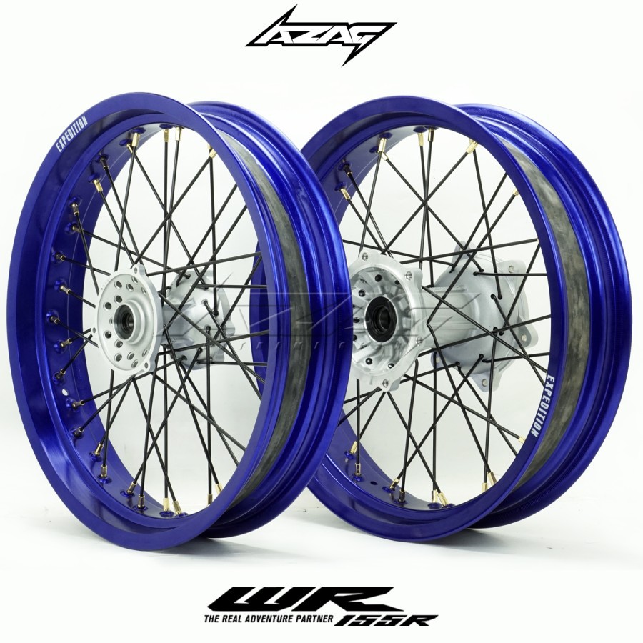 Jual WHEELSET VELG SET SUPERMOTO YAMAHA WR155 EXPEDITION BLUE TROMOL ...