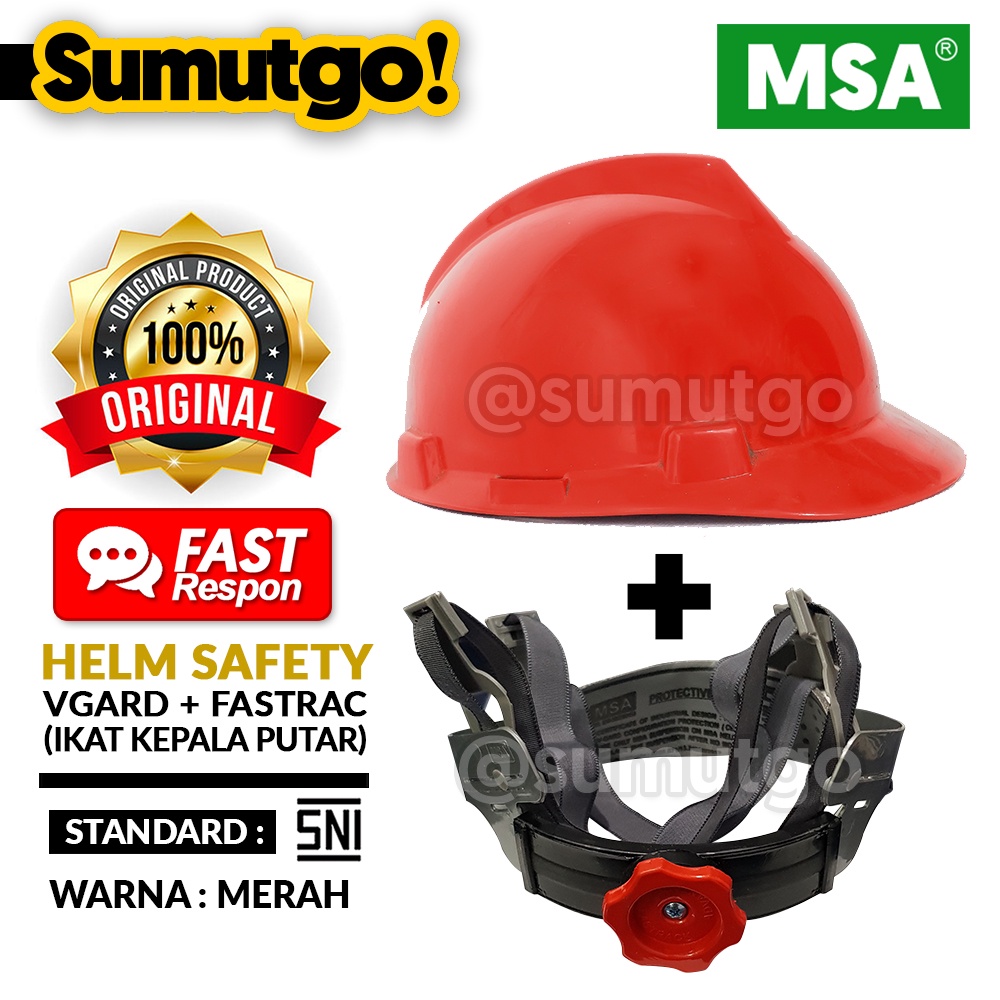 Jual MSA VGARD Lokal Helm Safety ikat Putar Proyek Merah / Safety ...