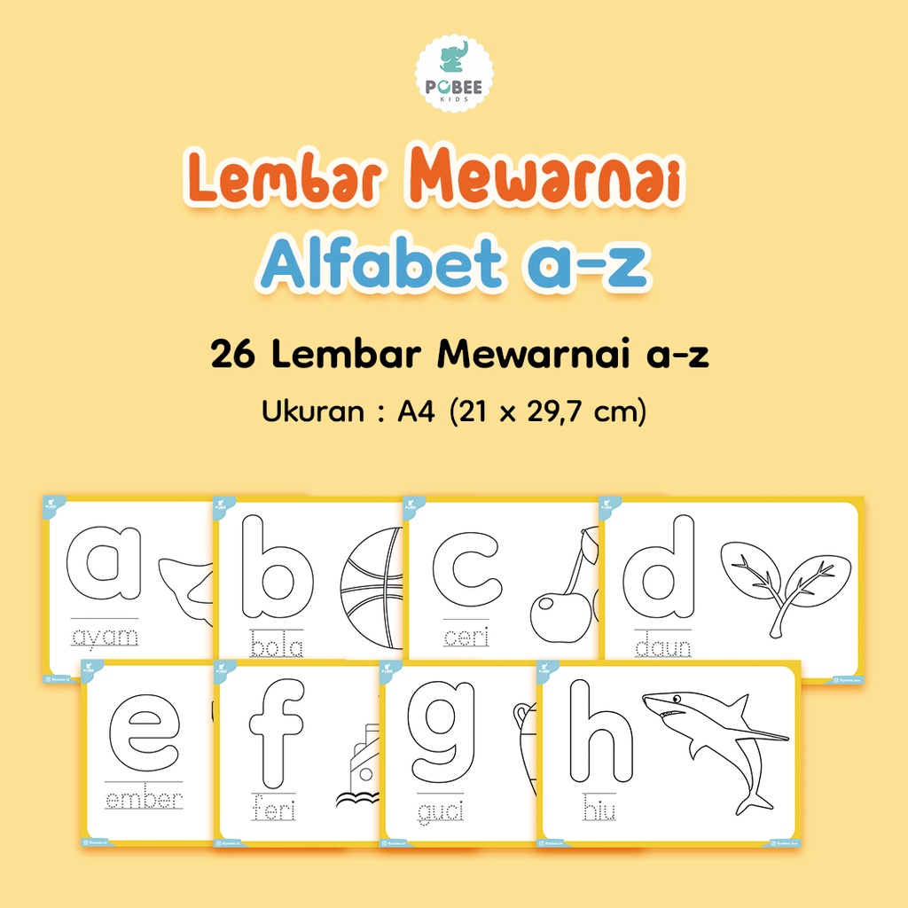 Jual Mewarnai Lembar Mewarnai Huruf | Coloring Book | Media Belajar ...