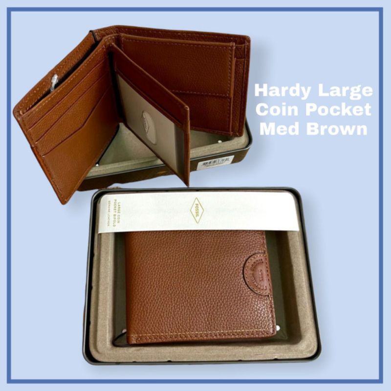 Jual Dompet Pria Fos sil Hardy Large Coin Pocket Bifold + BOX Kaleng ...