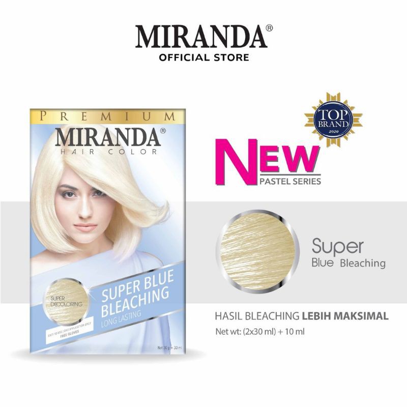 Jual MIRANDA Hair Color Pastel Series Super Blue Bleaching Bubuk Bleach ...