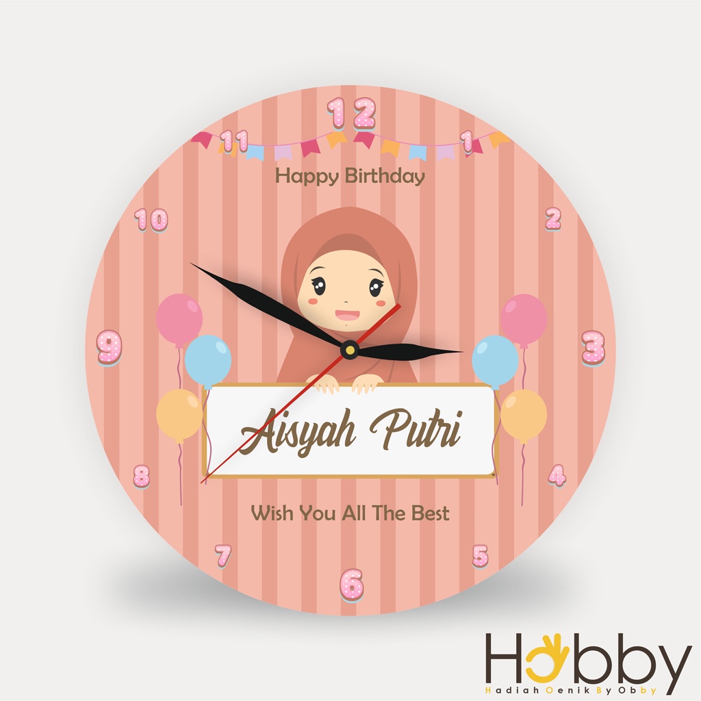 Jual JAM DINDING KAYU CUSTOM NAMA KARAKTER HADIAH ULANG TAHUN UNIK KADO ...