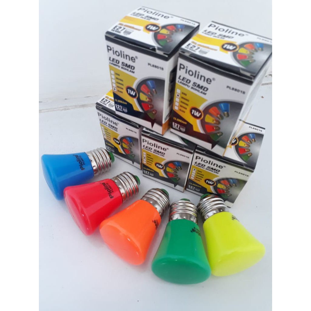 Jual Lampu Led Pioline Warna 1 Watt E27 Biru/Orange/Kuning/Merah/Hijau ...
