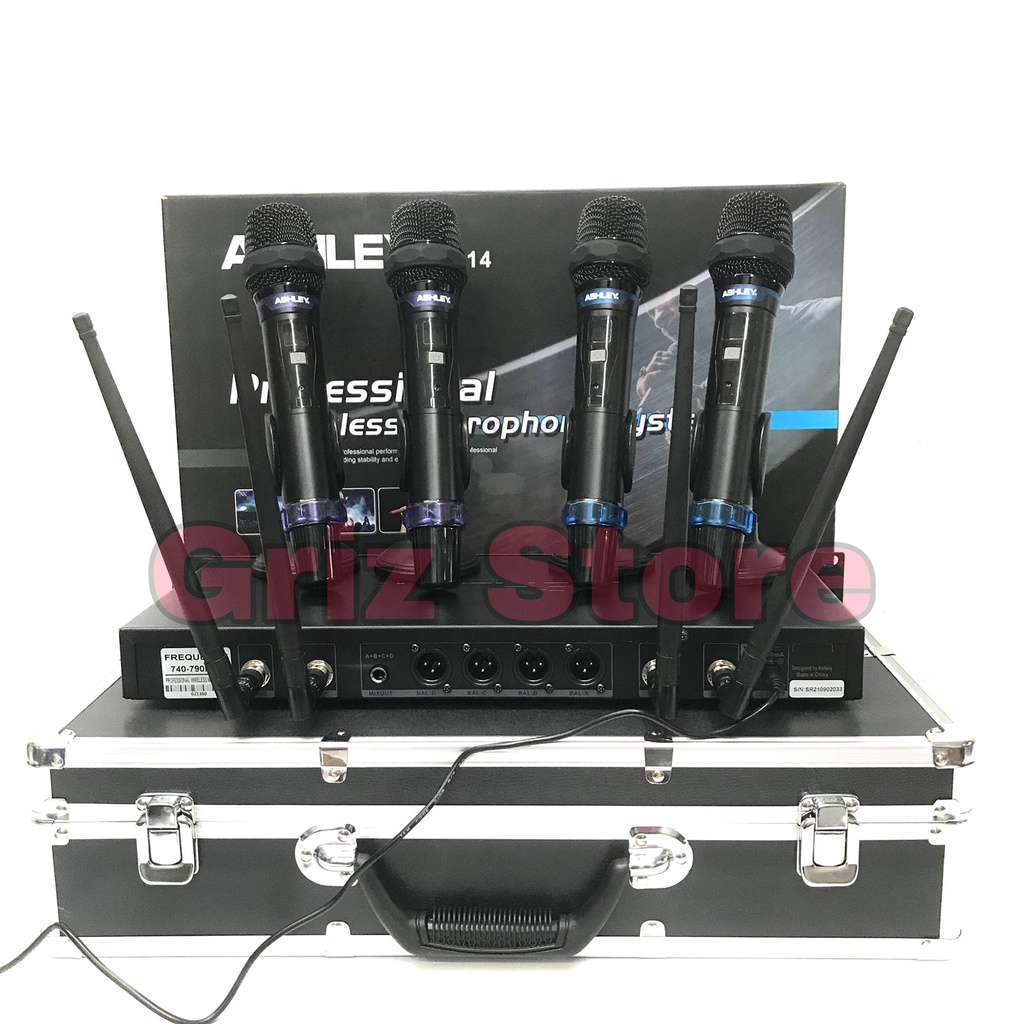 Jual MIC WIRELESS ASHLEY M114 PEGANG MICROPHONE ASHLEY M 114 4 HANDHELD ...
