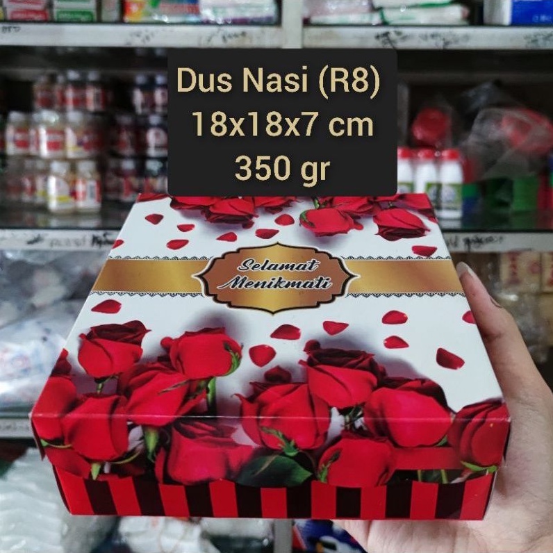 Jual Box / Kardus / Dus Nasi Kue Snack Makanan - 18x18x7 cm - Mawar ...