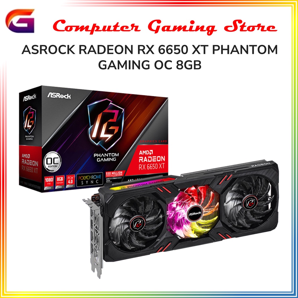 Jual VGA Card ASROCK RADEON RX 6650 XT PHANTOM GAMING OC 8GB GDDR6 - 3 ...