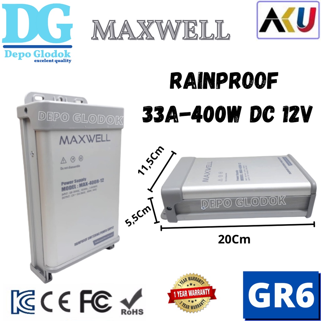 Jual MAXWELL POWER SUPPLY TRAVO DC 12V 33A 400W OUTDOOR RAINPROOF HIGH ...