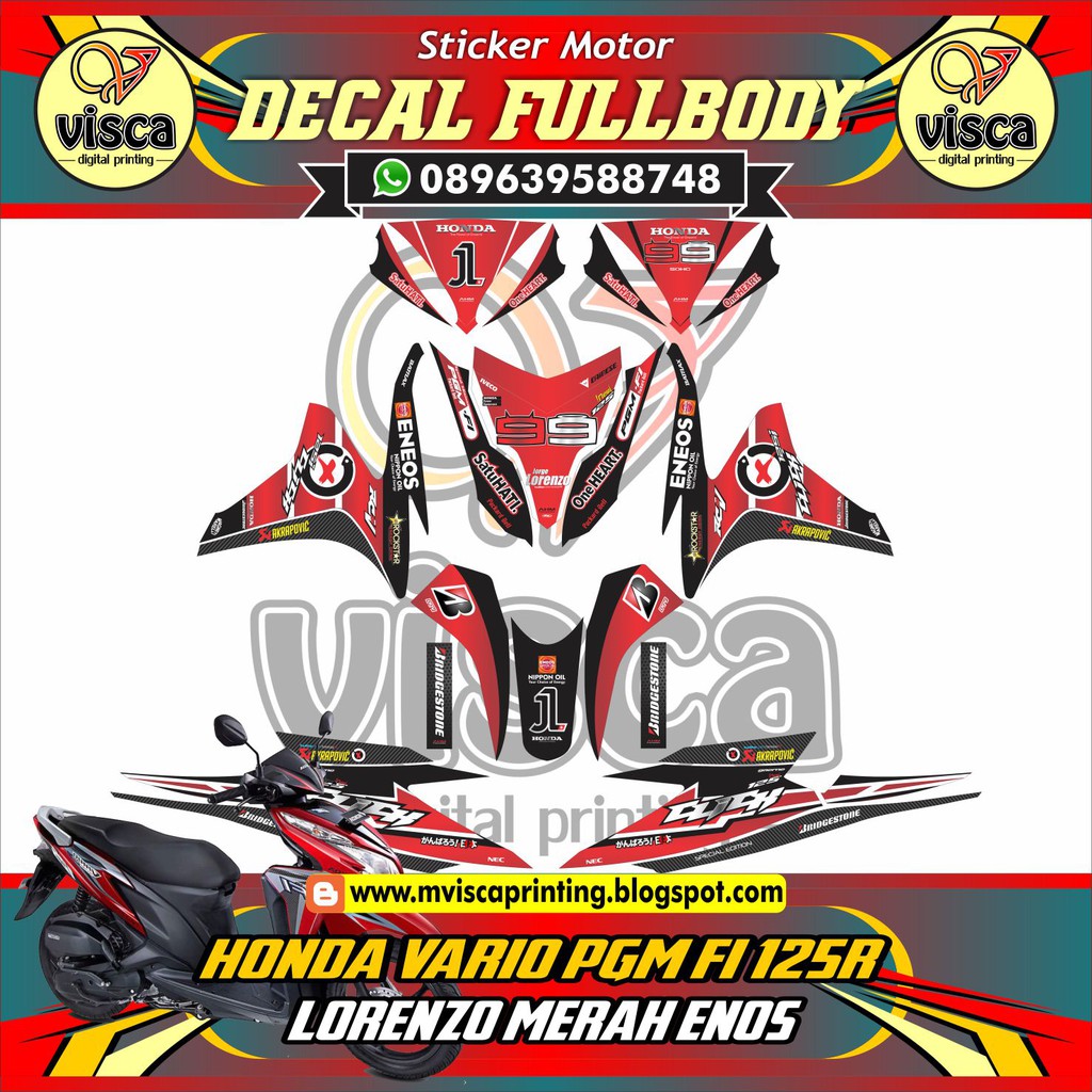 Jual STIKER DECAL MOTOR VARIO PGM FI 125R LORENZO MERAH ENOS | Shopee ...