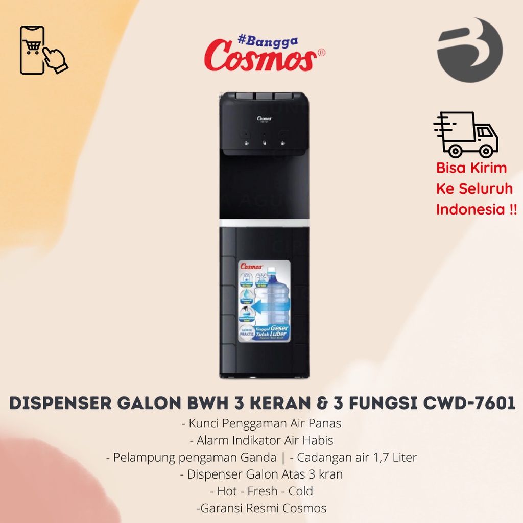 Jual Dispenser Galon Bawah Cosmos 3 Keran dan 3 Fungsi CWD-7601 CWD7601 | Shopee Indonesia
