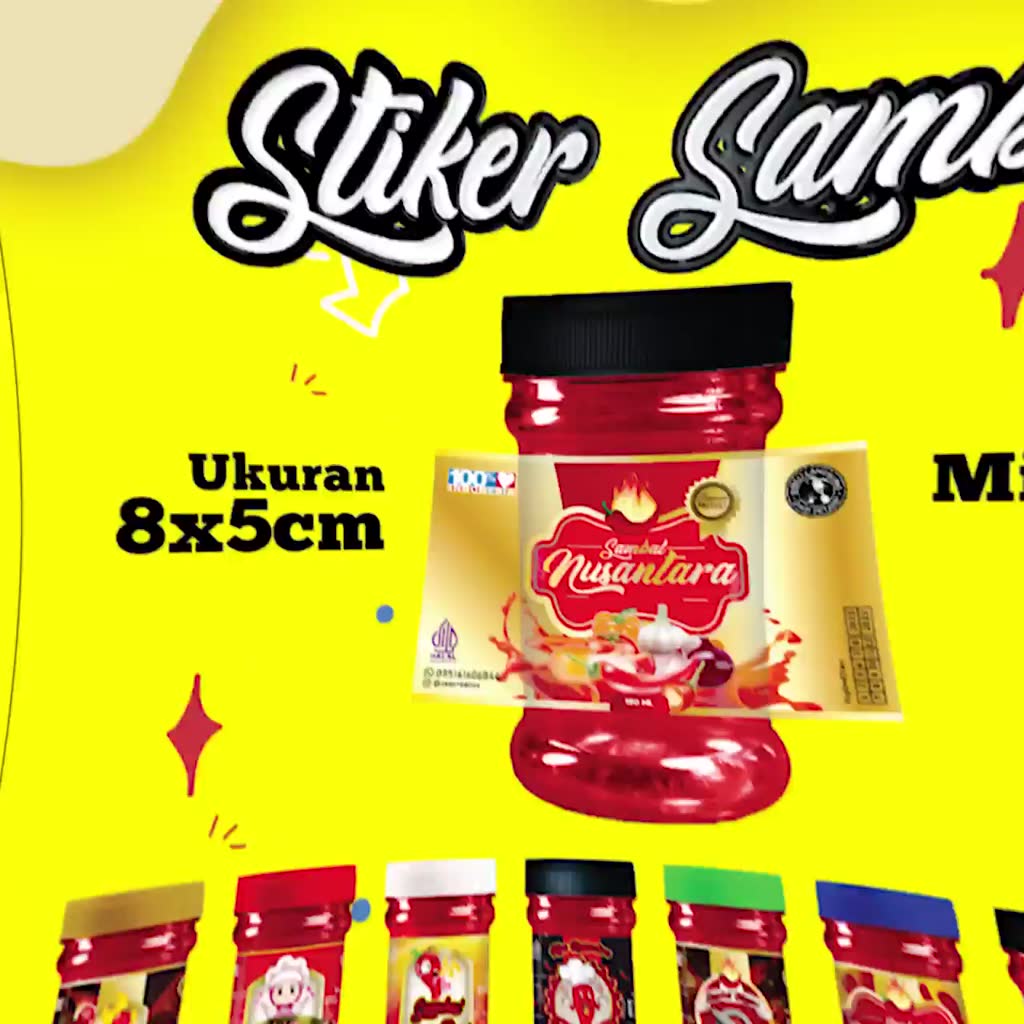 Jual Cetak Stiker Sambal Label Toples Botol Kemasan 150 gram Bisa ...