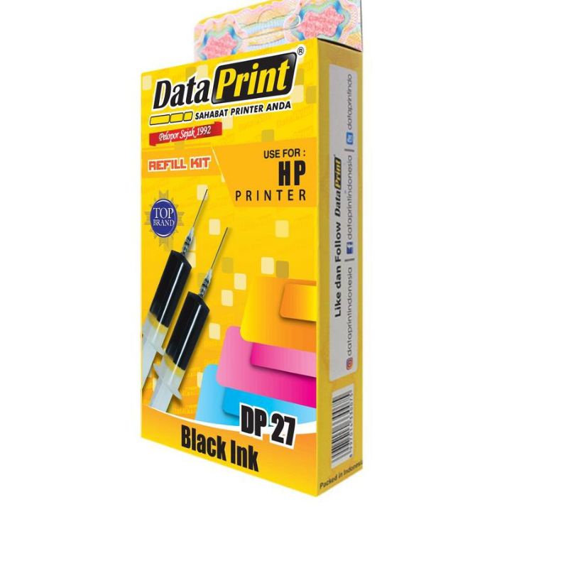 Jual Data Print DP 72 HP Black Refill Tinta HP Hitam 21 60 678 680 703 ...