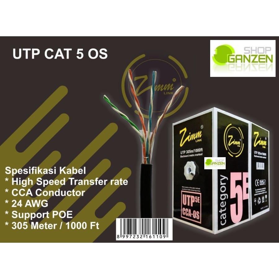 Jual Zimmlink Kabel UTP Cat5 OS Outdoor Cat 5 Cat5e OS zimm link ...