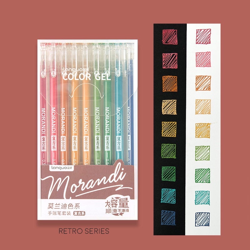 Jual Morandi Real Colors Gel Pen Set 9pc / Pulpen warna warni / Color ...