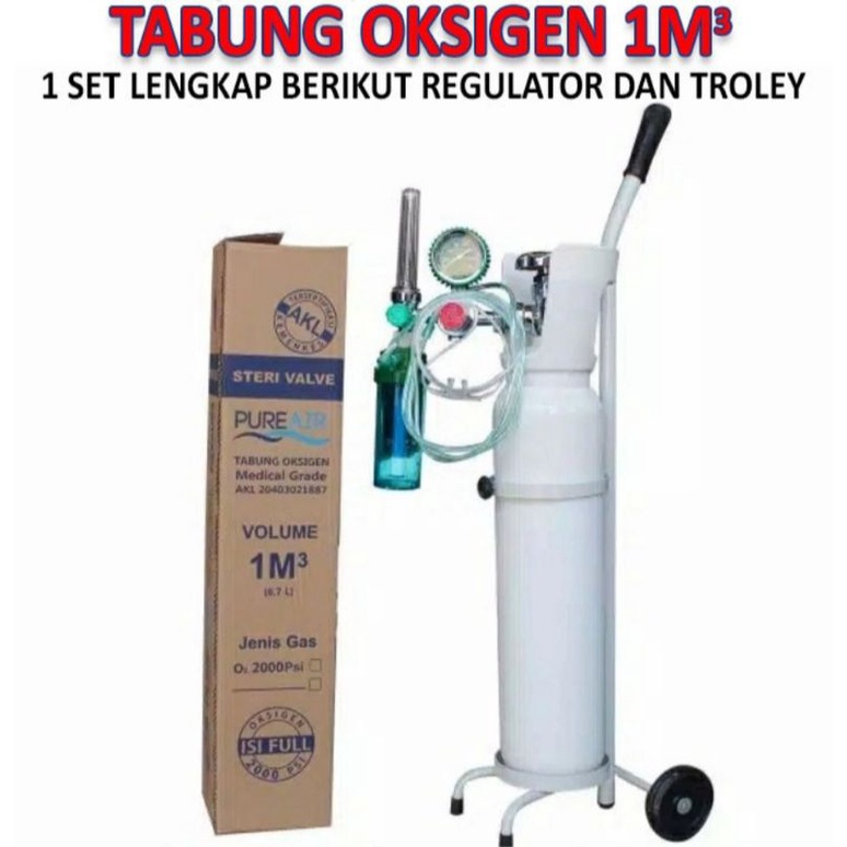 Jual Tabung Oksigen Medis 1m3 6m3 Portable Regulator Trolley Full Set Lengkap | Shopee Indonesia
