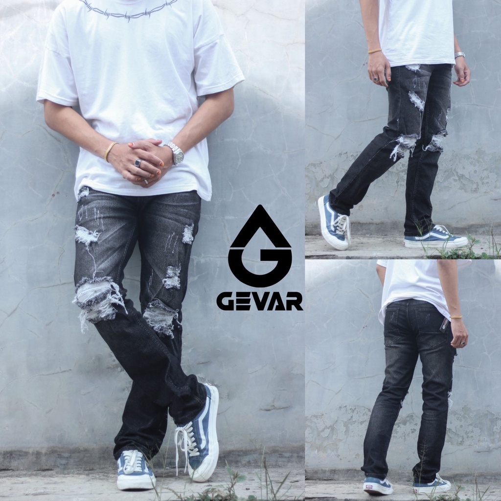 Jual GEVAR Celana Jeans Ripped Sobek Distro/ Celana Jeans Sobek Pria ...