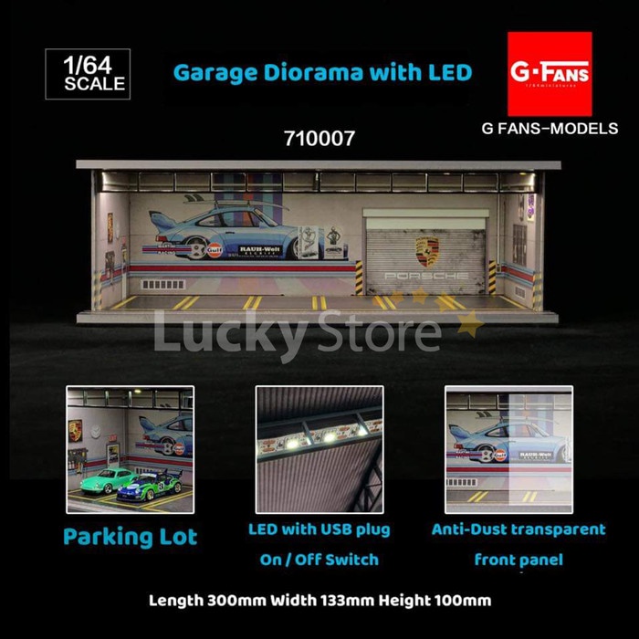 Jual G-Fans Models 1/64 Diorama Diecast Porsche RWB GULF Garage with ...
