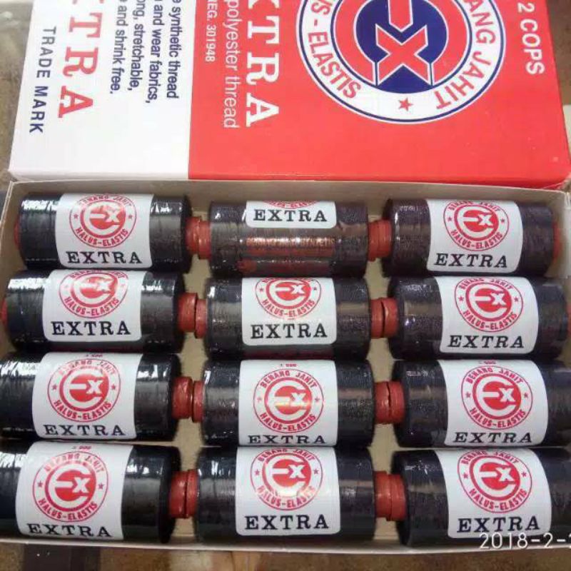 Jual benang extra hitam benang jahit isi 500yard | Shopee Indonesia