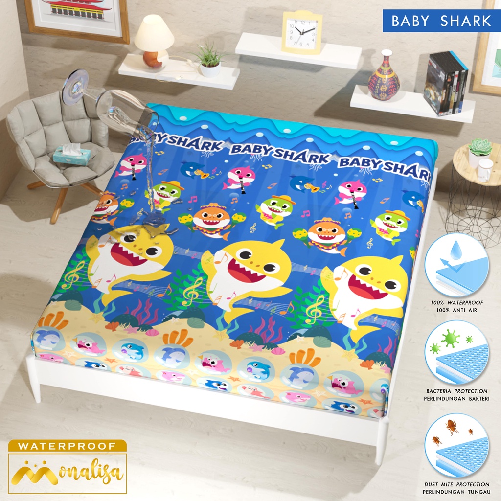 Jual Monalisa Waterproof Sprei Uk 160/180 - Baby Shark | Shopee Indonesia