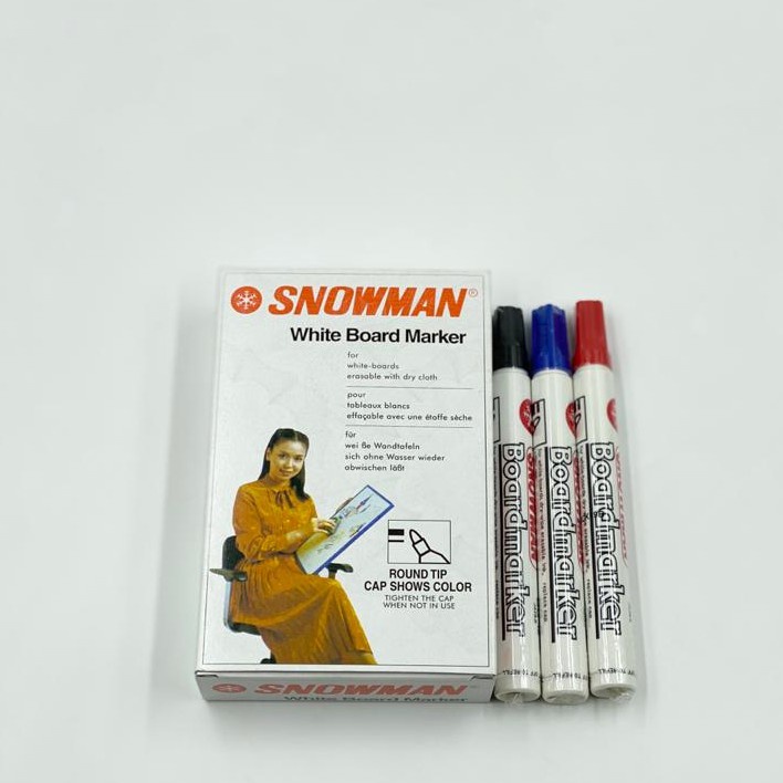 Jual Spidol Snowman Board Marker Hitam Biru Merah Whiteboard Marker Papan Tulis Marker Bisa