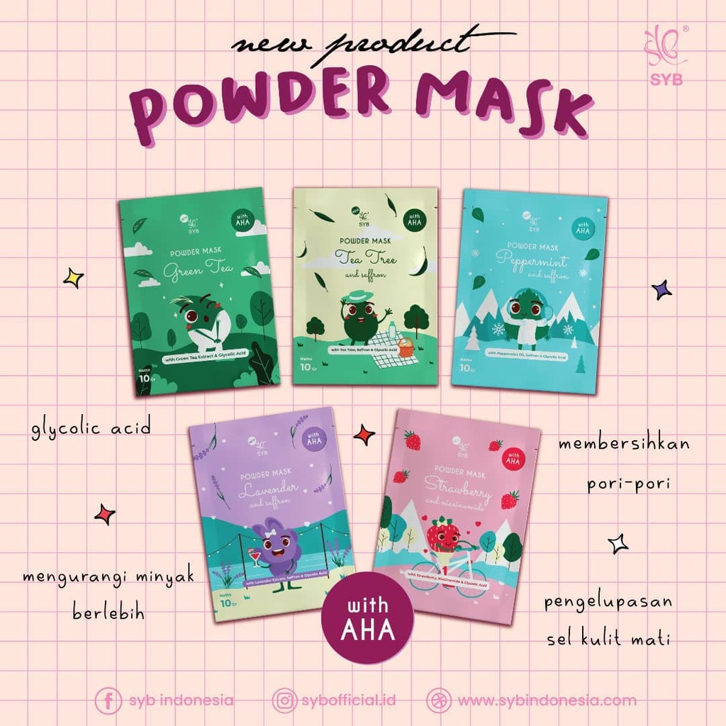Jual SYB Powder Mask | Powder Mask | Masker Wajah | Face Mask 10g ...