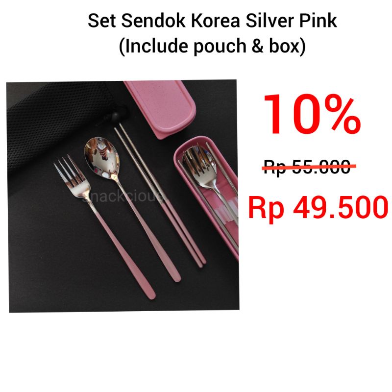 Jual Set Alat Makan Korea - Set Sendok Korea Stainless Silver Pink ...