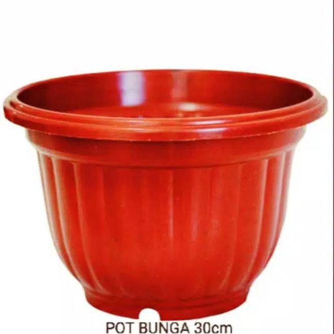 Jual POT BUNGA PLASTIK MODEL BELIMBING WARNA MERAH BATA ukuran 30cm ...