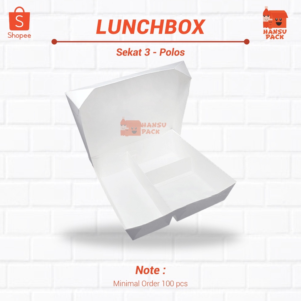 Jual Paper Lunch Box Sekat 3 per 100pcs / food box / kertas kotak nasi ...