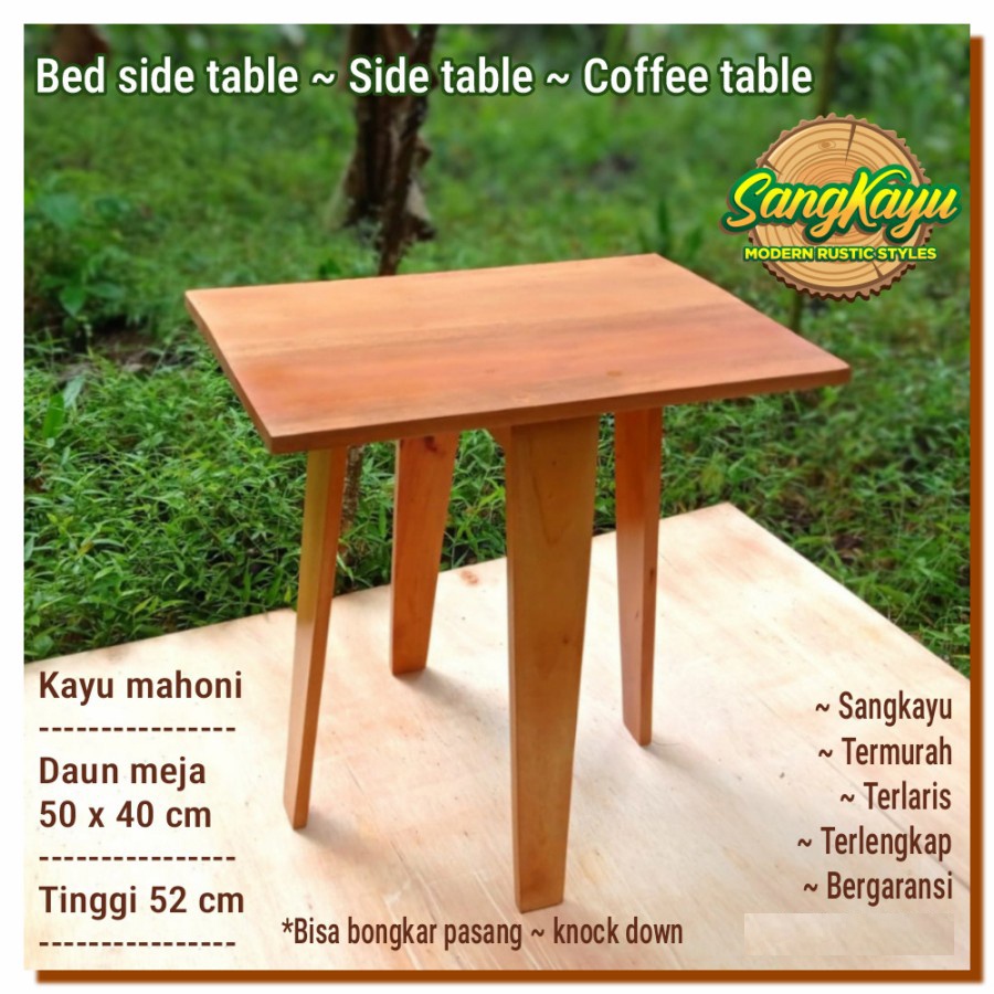 Jual SangKayu Meja Sudut Kayu Minimalis Coffee Table 50x40 cm Mahogany ...