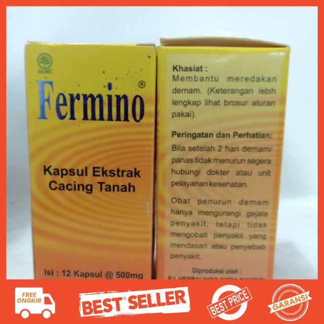 Jual FERMINO 12 kapsul extra cacing tanah demam panas tipes | Shopee ...