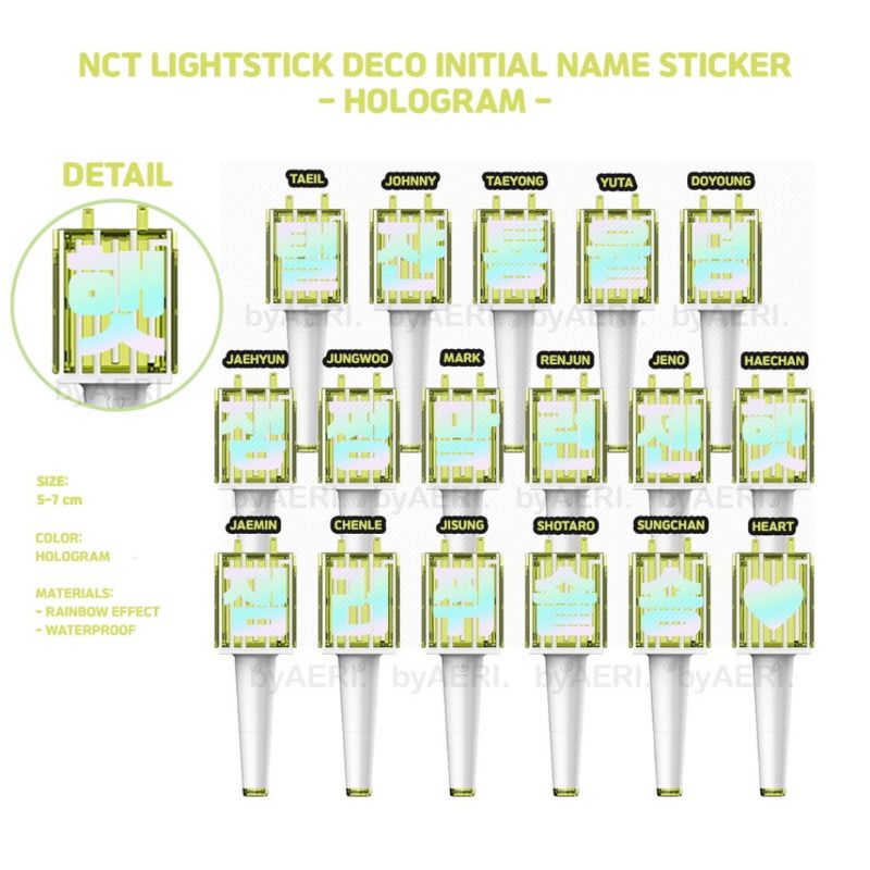 Jual NCT LIGHTSTICK DECO STICKER REFLECTIVE HOLOGRAM INITIAL NAME ...