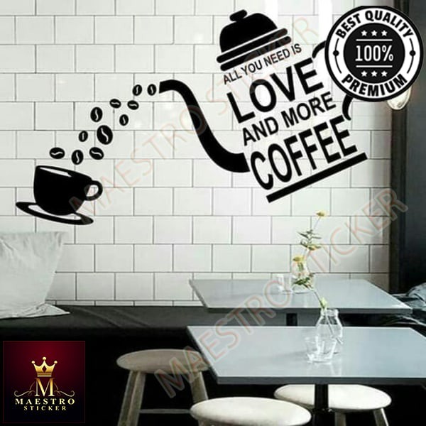 Jual M.STICKER Stiker All You Need Coffee Sticker Dingding Kaca Cafe ...