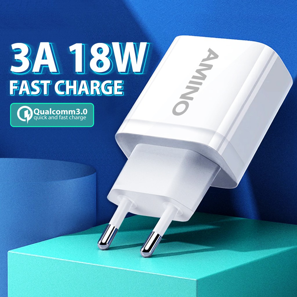 Jual Cas HP Fast Charging Adaptor AMINO ORIGINAL 3A 18W Qualcomm QC3.0 ...