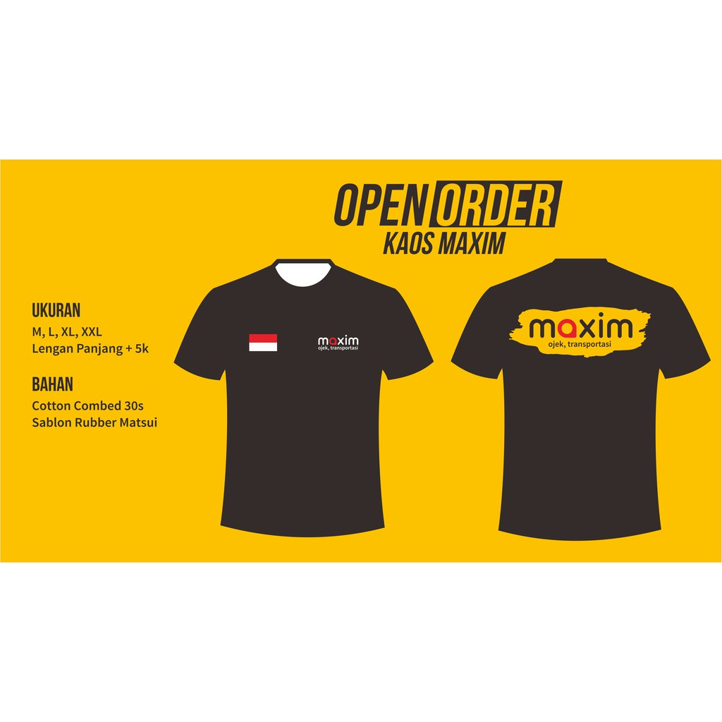Jual Kaos MAXIM Ojek Transportasi + Sticker MAXIM ! | Shopee Indonesia