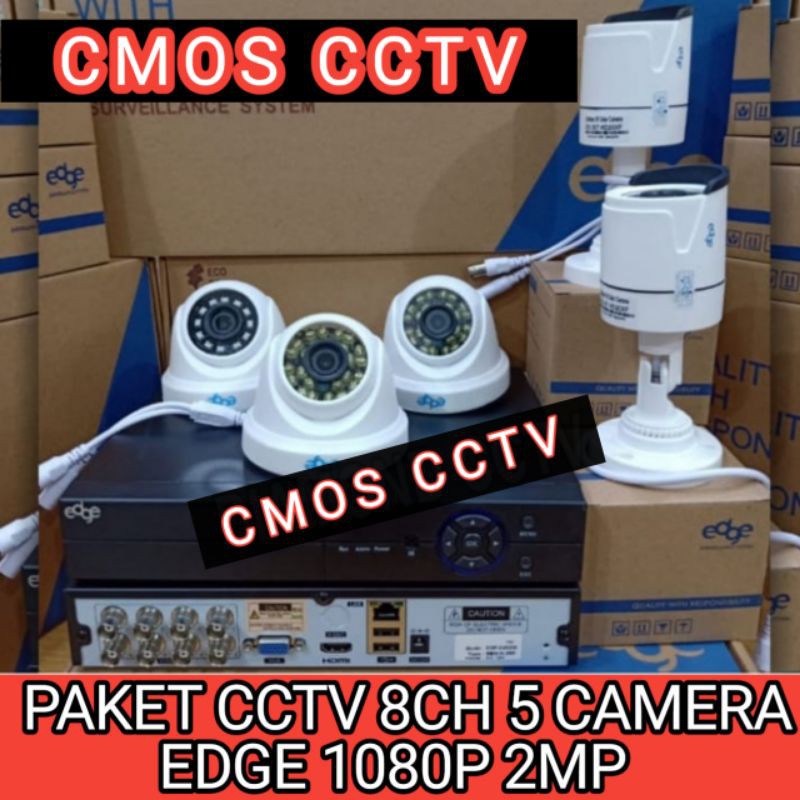Jual PAKET CCTV EDGE 8CH 5CAMERA 2MP FULL HD 1080P KOMPLIT+HDD 2TB ...