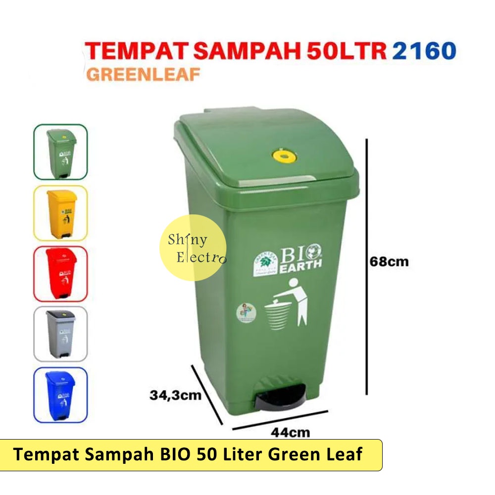 Jual Tempat Sampah BIO Injak 50 Liter 2160 Green Leaf Dustbin [ Toko Kantor Taman Rumah ] Alat ...