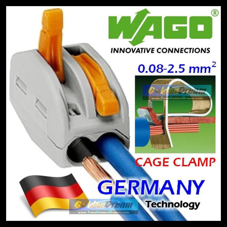 Jual Wago Connector 2 Wire 222-412 Compact Terminal Block Lever Cage ...