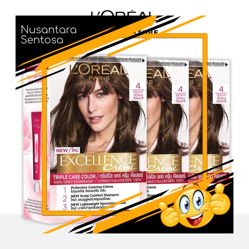 Jual Loreal Paris Excellence Creme Hair Color 4 Natural Brown Triple