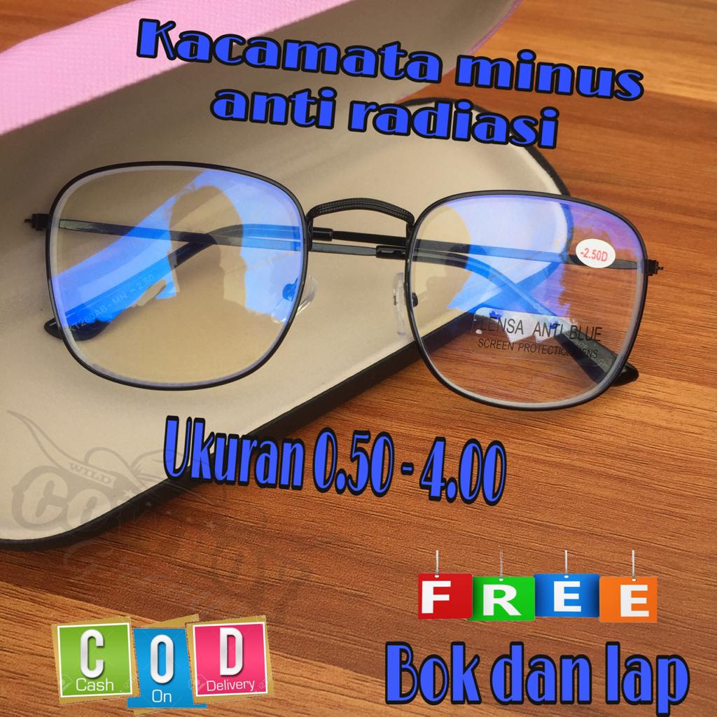 Jual Kacamata Minus Wanita Dan Pria Rabun Jauh Model Kotak Anti Radiasi ...