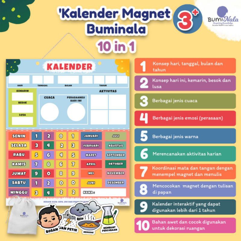 Jual Kalender Magnet Bumi Nala kalender edukasi anak | Shopee Indonesia