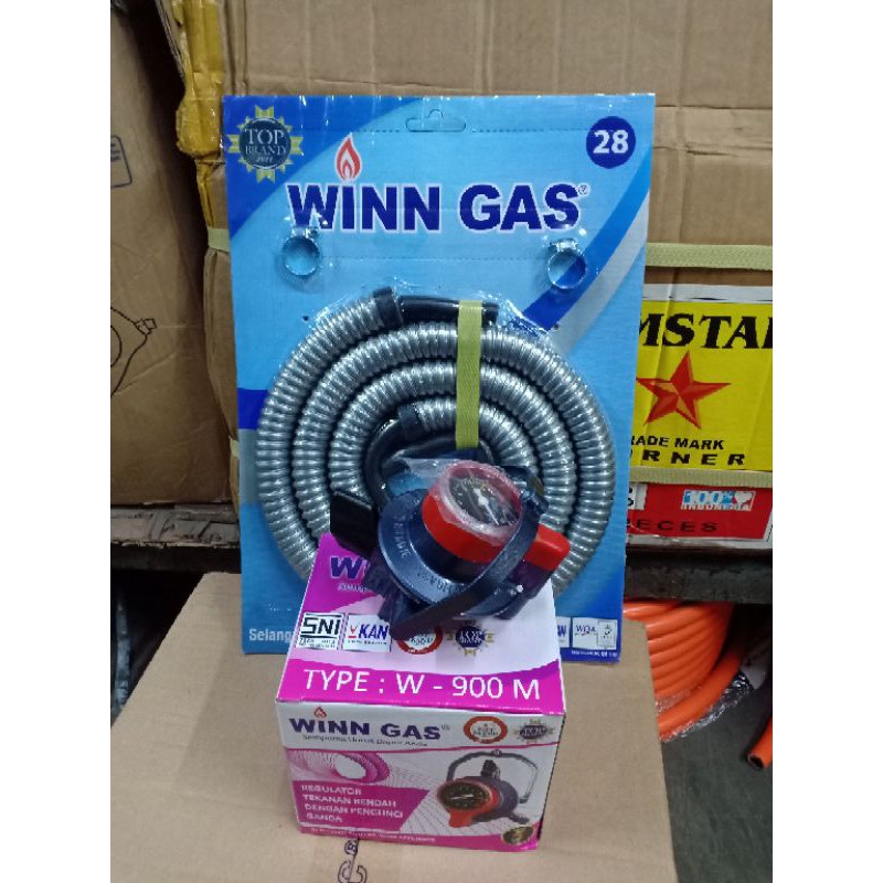 Jual REGULATOR WIN GAS W900+SELANG PAKET FLEXIBLE 1.8 METER | Shopee ...