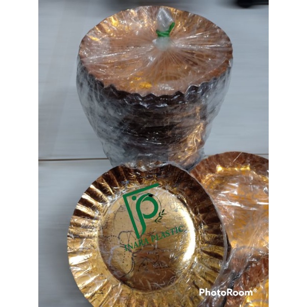Jual PIRING KERTAS /PIRING ULANG TAHUN /PIRING KUE TART/PIRING EMAS/ GOLD/PAPER PLATE EMAS GOLD ...