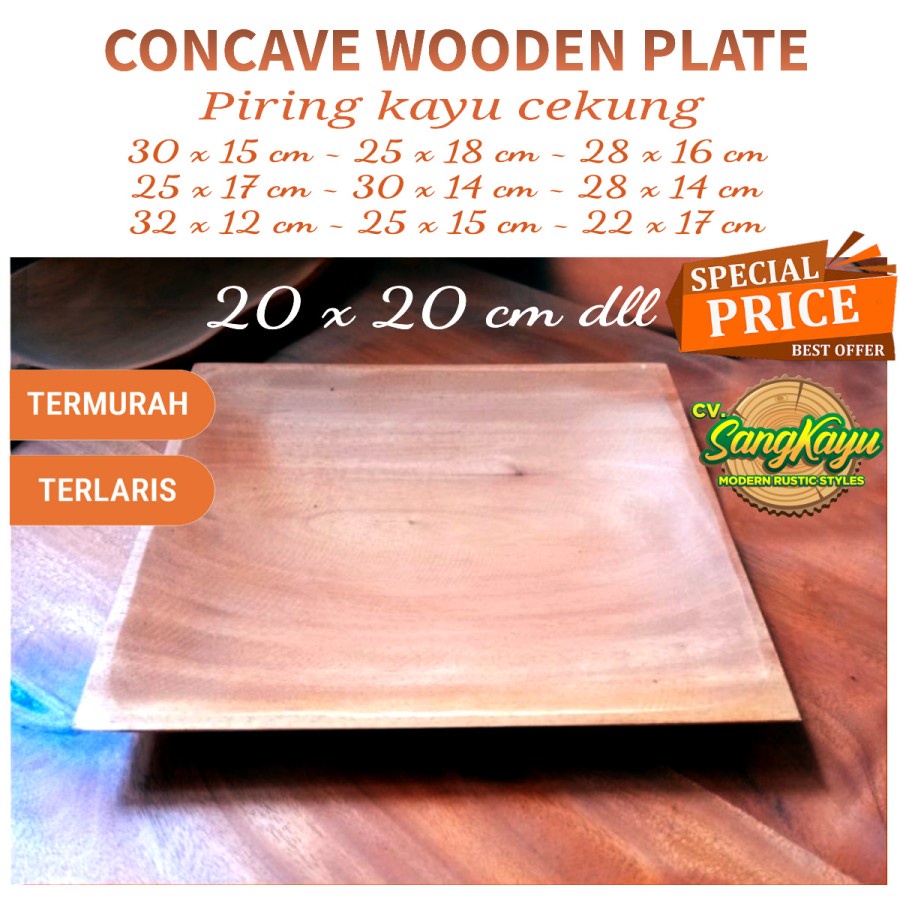 Jual SangKayu Wooden Serving Plate 20x20 cm Piring Kayu Cekung Tray ...