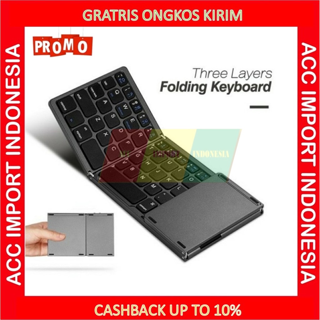 Jual Keyboard Foldable Wireless Bluetooth Touchpad HP Laptop PC Android ...