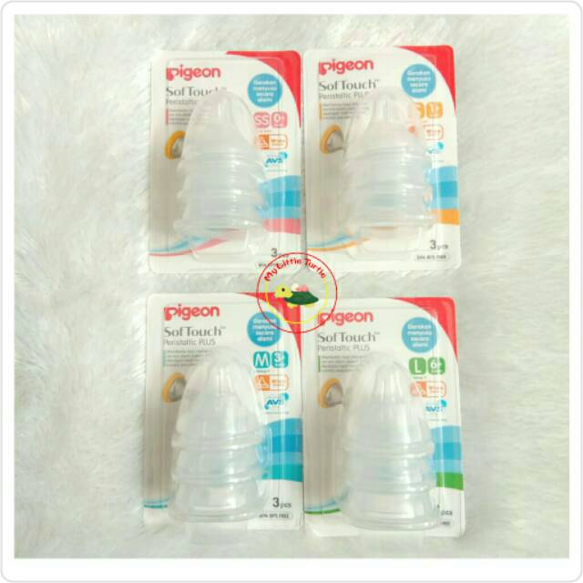 Jual Dot Botol Pigeon Wideneck Soft Touch Peristaltic Plus isi 3 / Pigeon Wide Neck Nipple ...